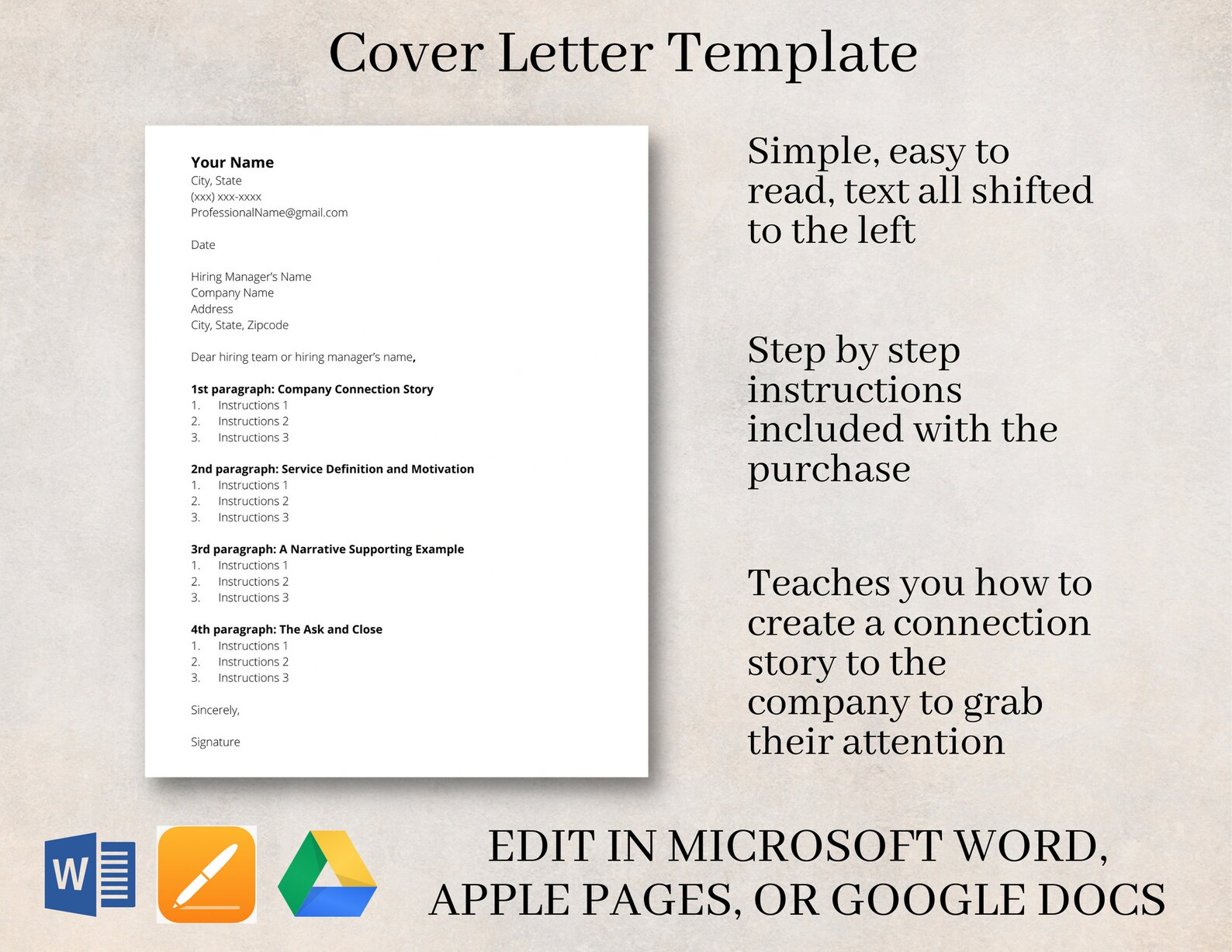 Professional Cover Letter Template for Job Application Template ...