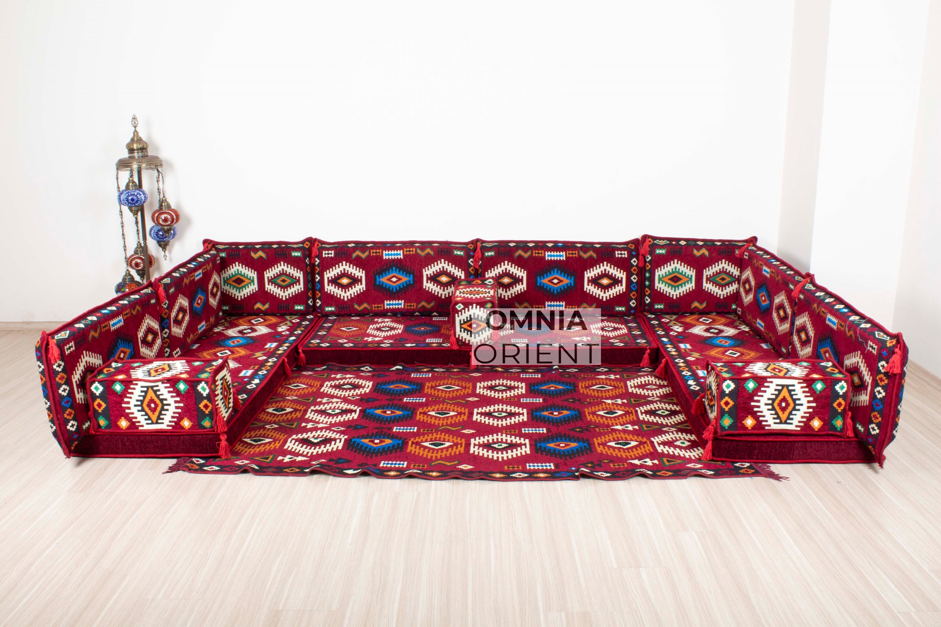 Furniture Arab Floor Sofa U Shaped Cushion Set Indoor Pillow Set Red ...