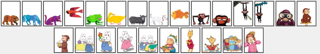 25 Book Character Posters Black Border NO BACKGROUND - Etsy