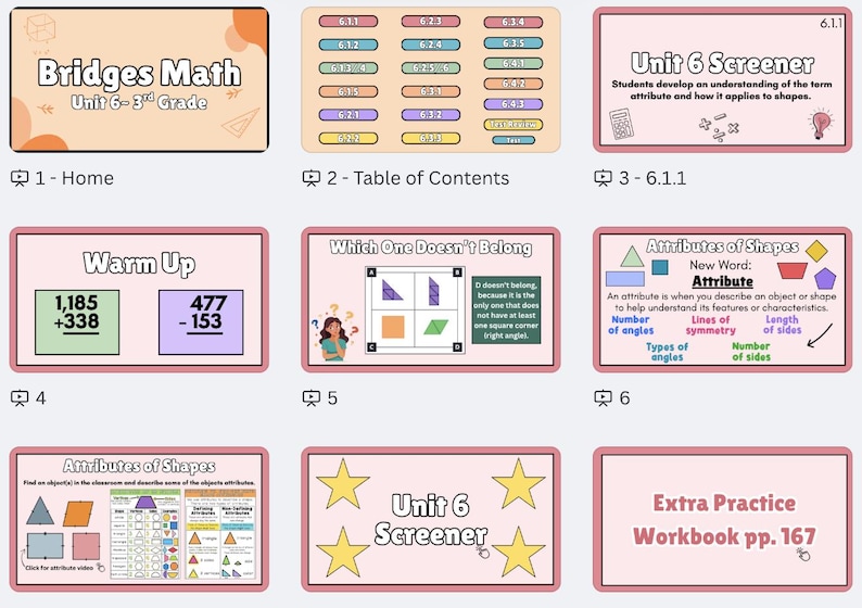 Unit 6 Bridges Math Slides 3rd Edition for 3rd Grade - Etsy