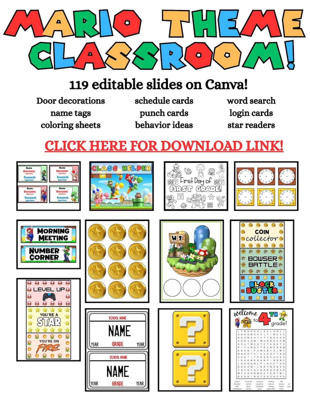Mario Theme Classroom - Etsy