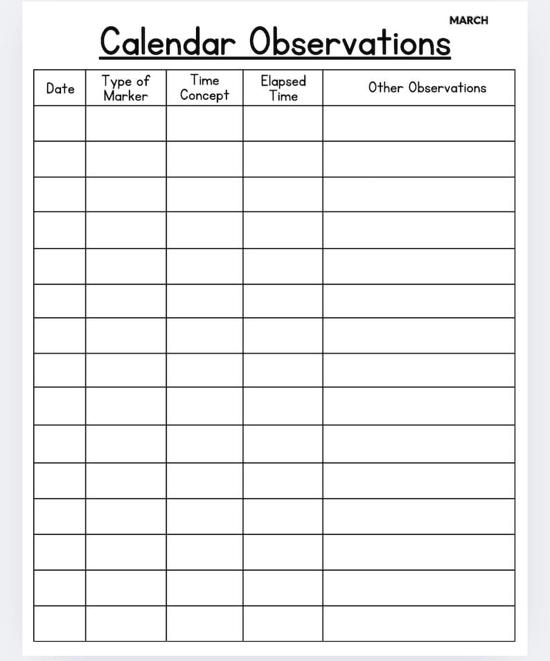 Bridges 3rd Grade Observation Charts - Etsy