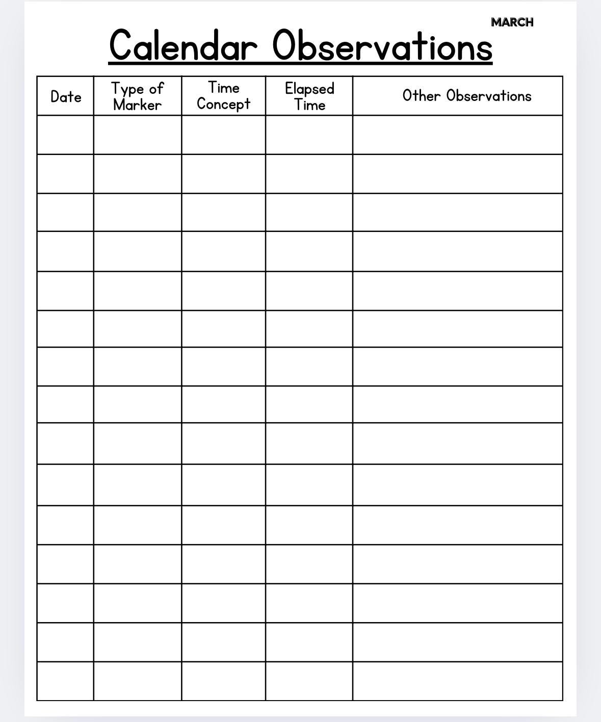 Bridges 3rd Grade Observation Charts - Etsy
