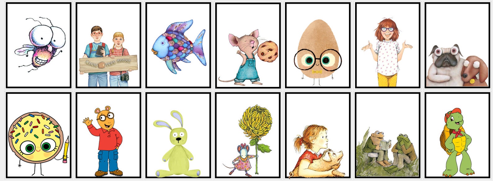 100 Book Character Posters Black Border (no Background) - Etsy