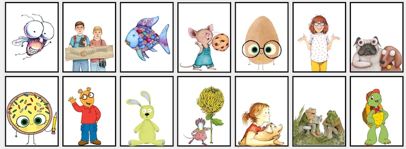 100 Book Character Posters Black Border (no Background) - Etsy