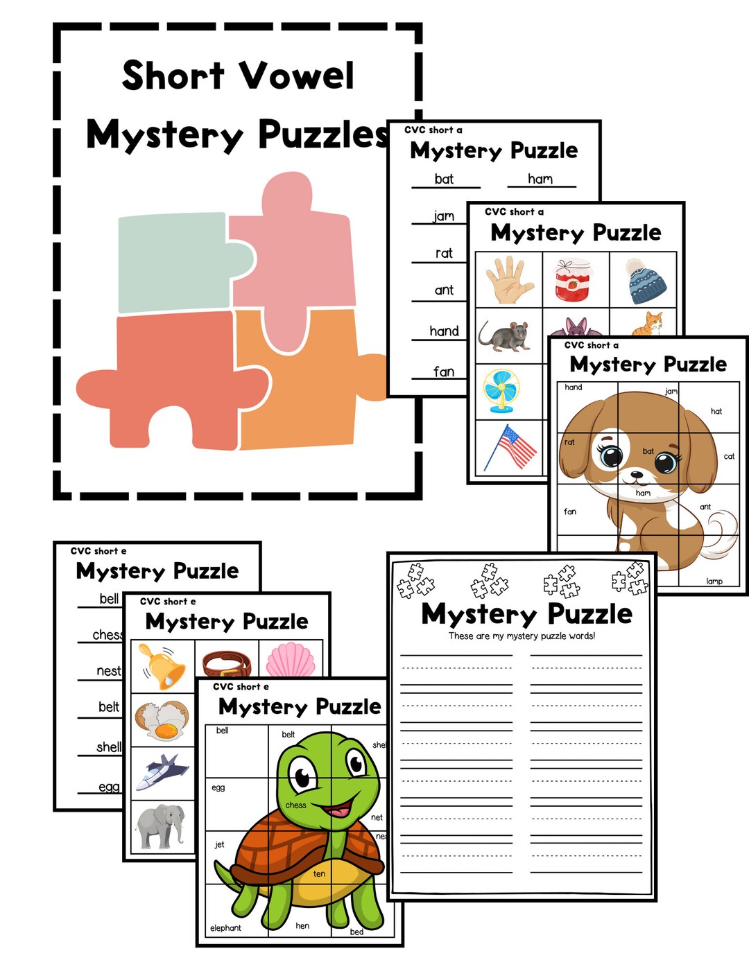 Mystery Puzzle Short Vowels - Etsy