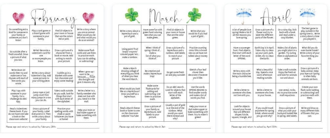 Monthly Choice Boards With Editable Pages - Etsy