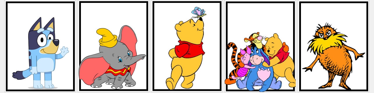 100 Book Character Posters Black Border (no Background) - Etsy