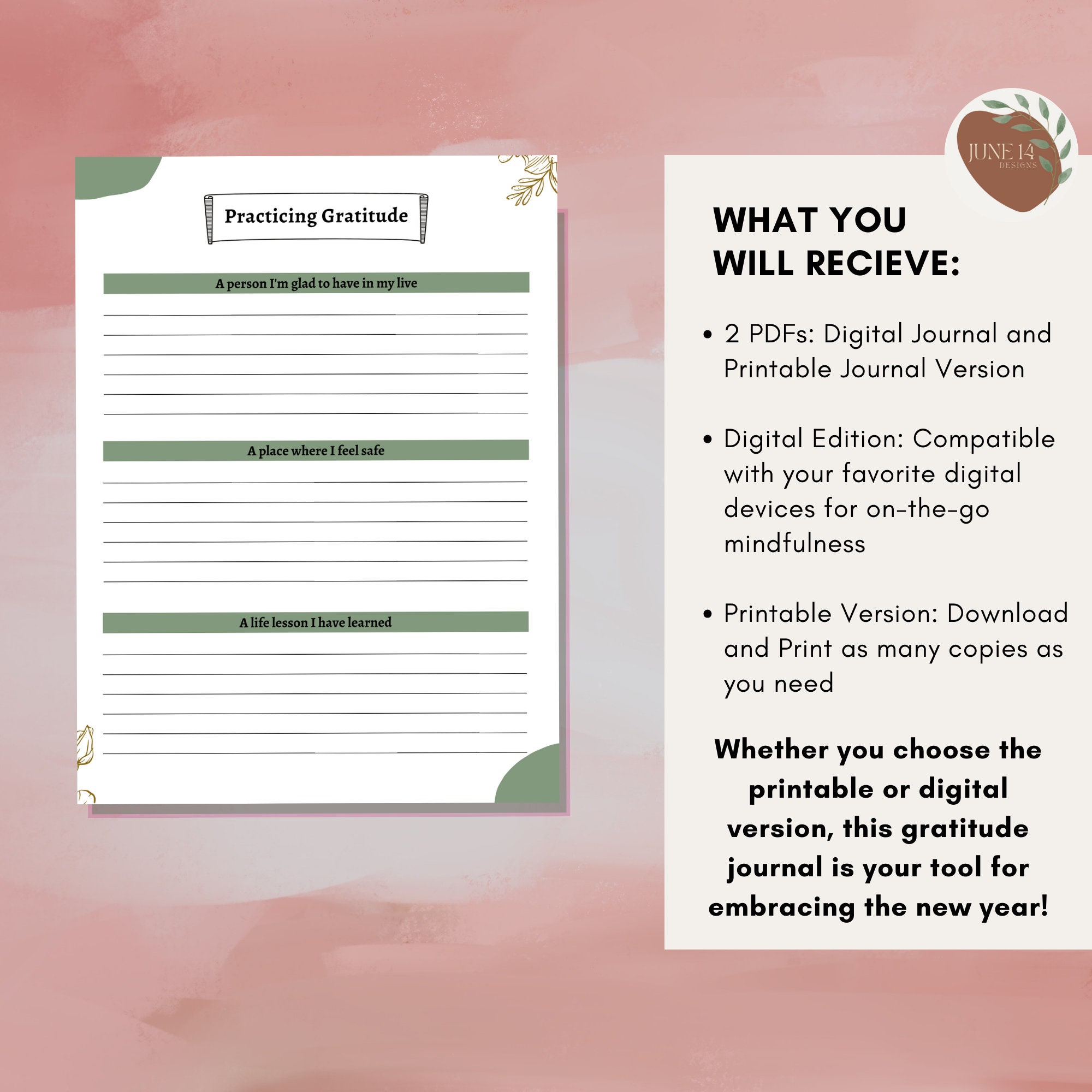 Weekly Gratitude Glow Journal, Self Care Journal, Journal With Prompts ...