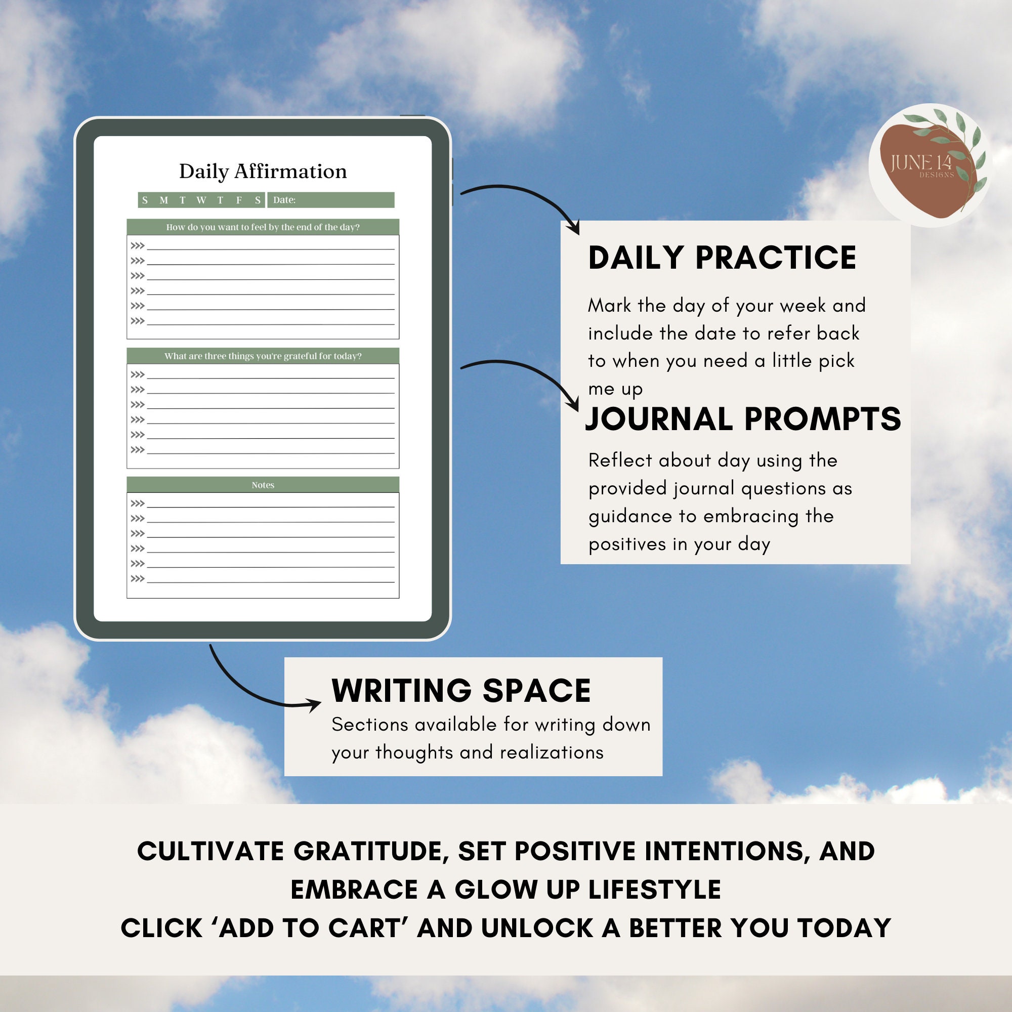 Daily Empowerment Affirmation Journal, Journal PDF, Digital Journal ...