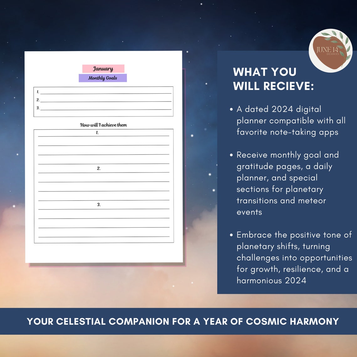 Celestial Chronicle 2024 Digital Planner, Moon Calendar 2024, Astrology ...