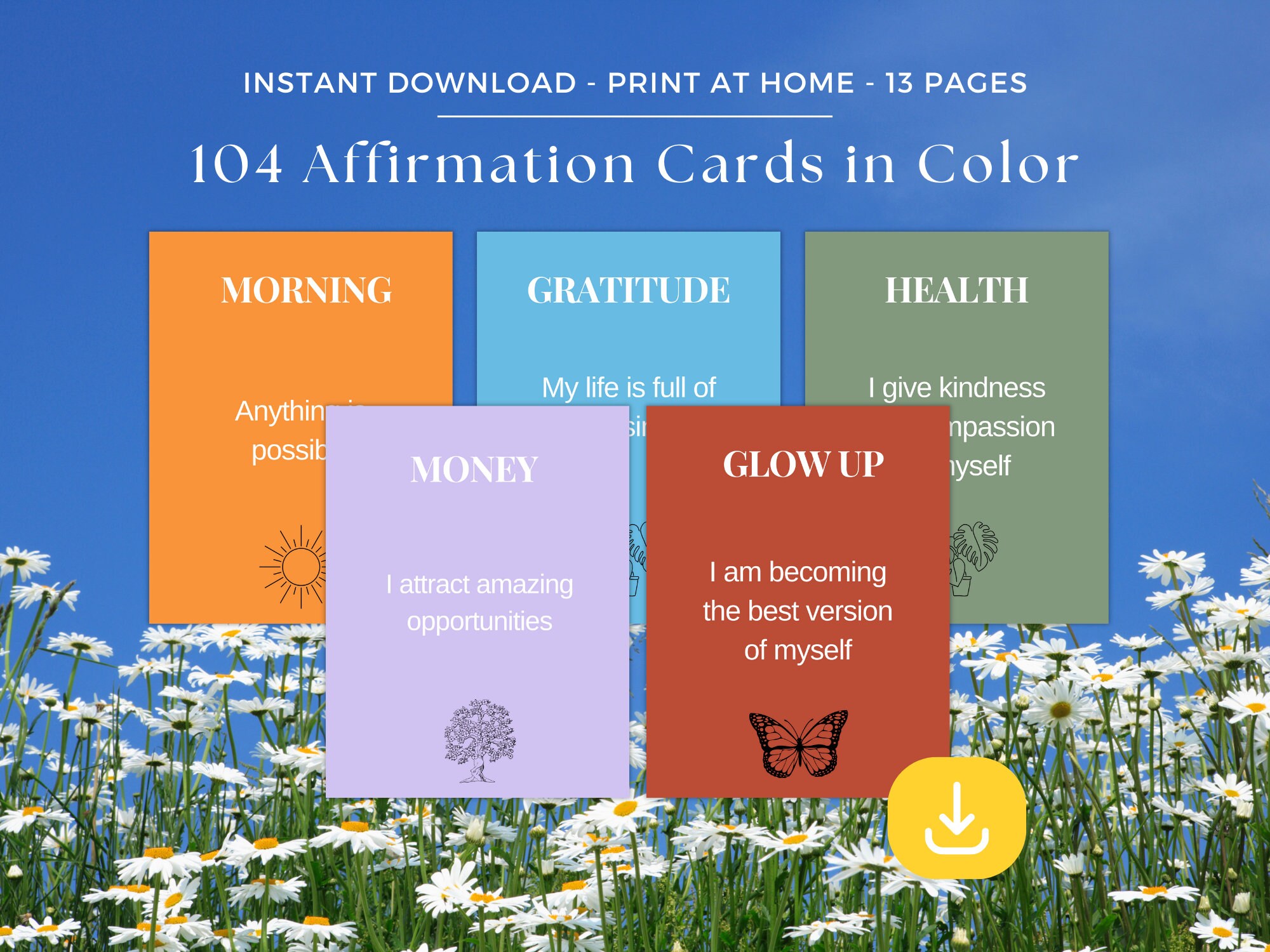 Affirmation Cards Printable Digital Download Affirmation Deck