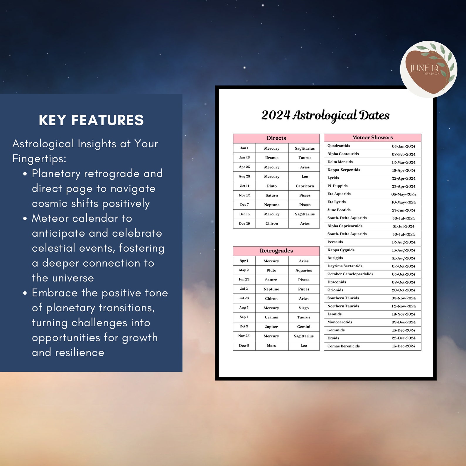 Celestial Chronicle 2024 Digital Planner, Moon Calendar 2024, Astrology ...