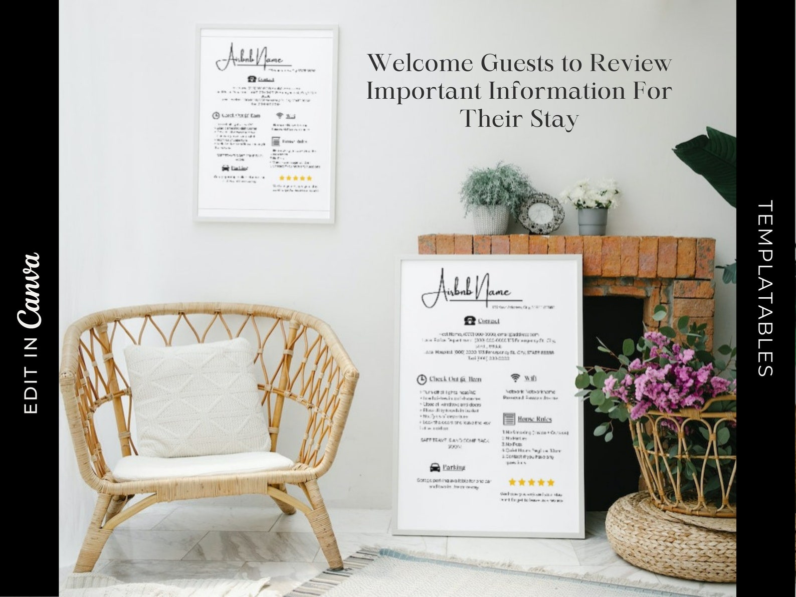 Single Page Welcome Sign Template Printable | Airbnb and VRBO Vacation ...