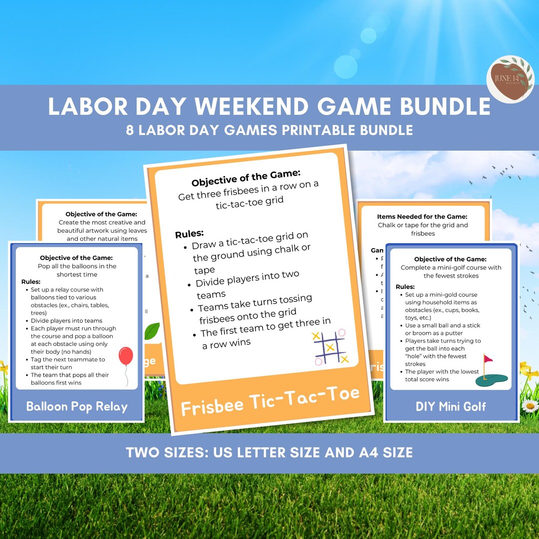 Labor Day Weekend Game Bundle Printable, Family Labor Day Games ...