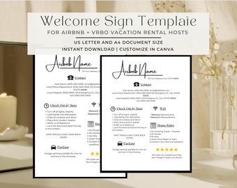 Airbnb Printable Welcome Sign, Vacation Rental Printable, House Rules ...