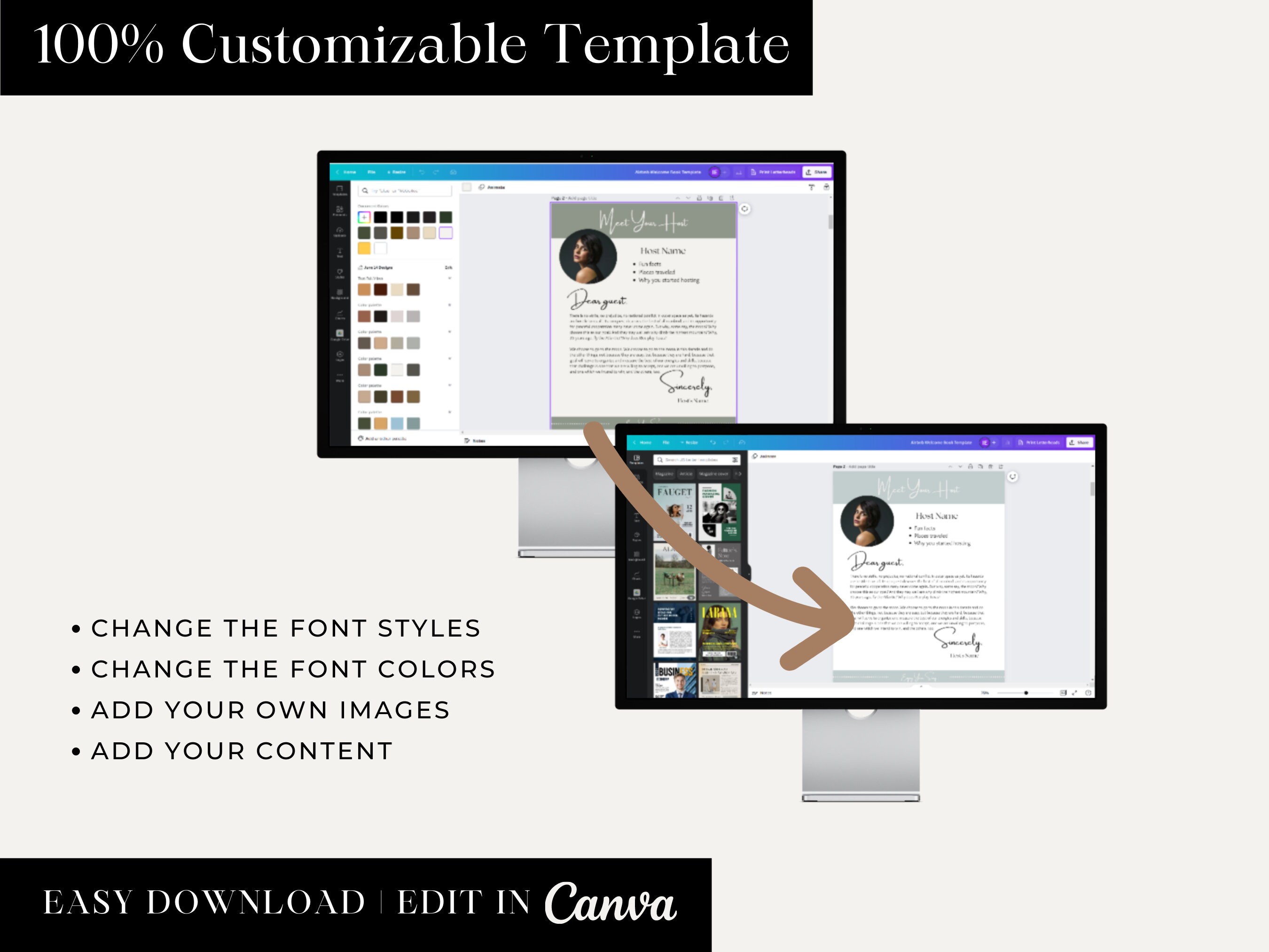 Single Page Welcome Sign Template Printable | Airbnb and VRBO Vacation ...