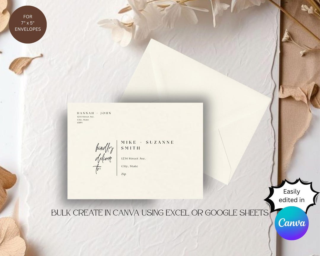 Minimalist Wedding Envelope Template | Editable Addressing | Simple ...