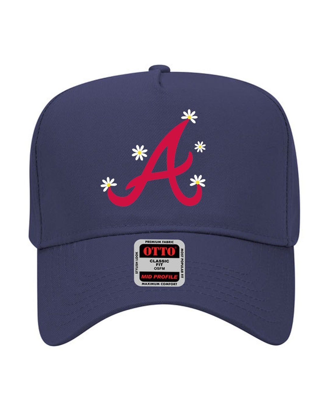 ATL Atlanta Braves Custom Embroidered Daisy Flower Baseball Hat Curved ...