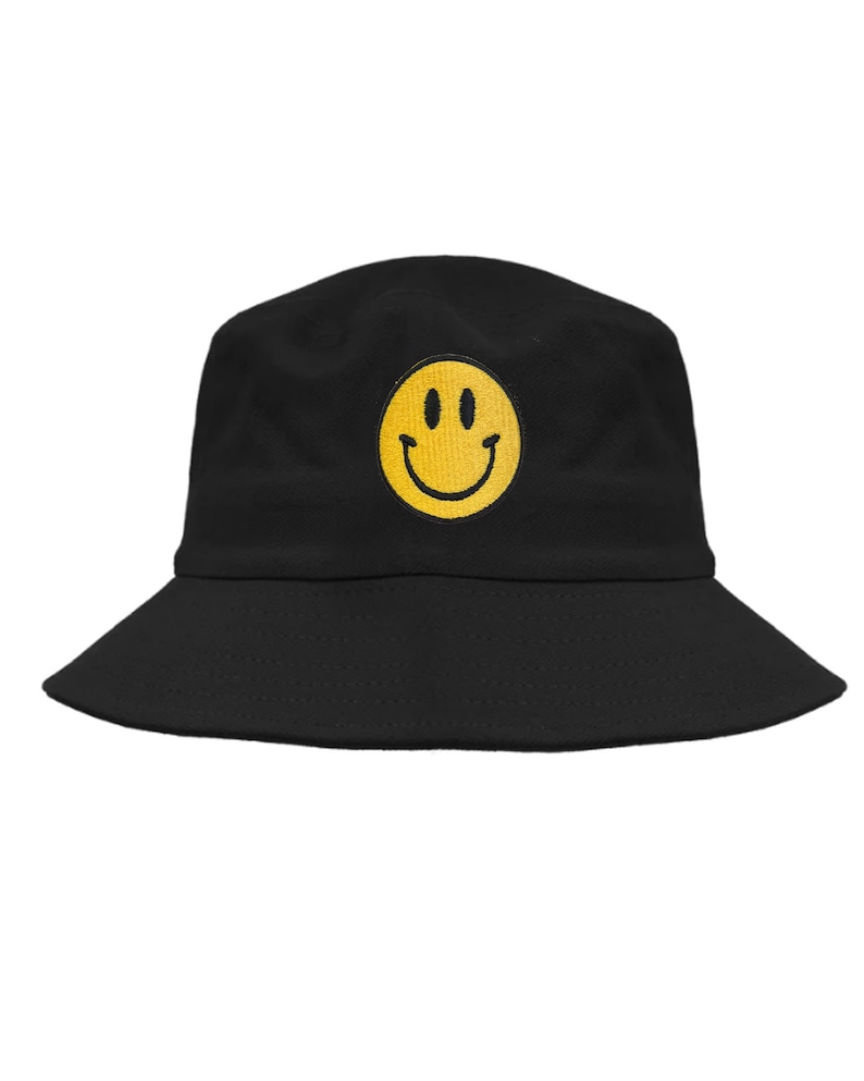 Embroidered Smiley Face Bucket Hat - 100% Cotton Summer Hat - Etsy