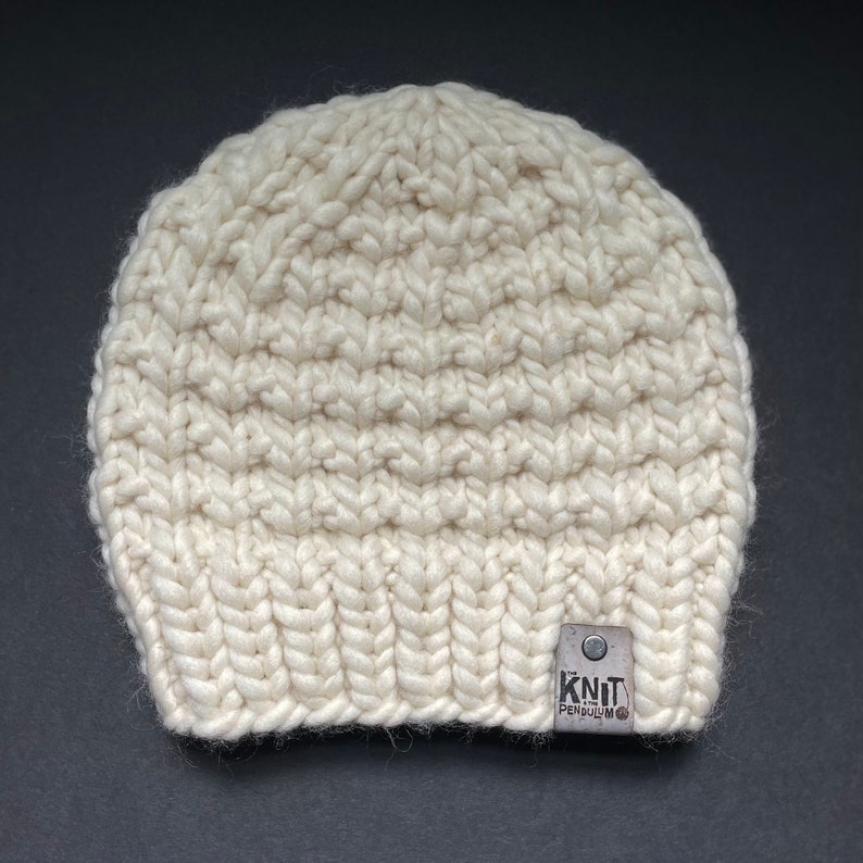 Off White Luxury Wool Textured Knit Hat, Merino Wool Hand Knit Hat ...