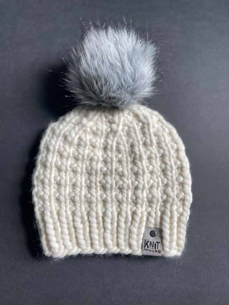 Off White Luxury Wool Textured Knit Hat, Merino Wool Hand Knit Hat ...