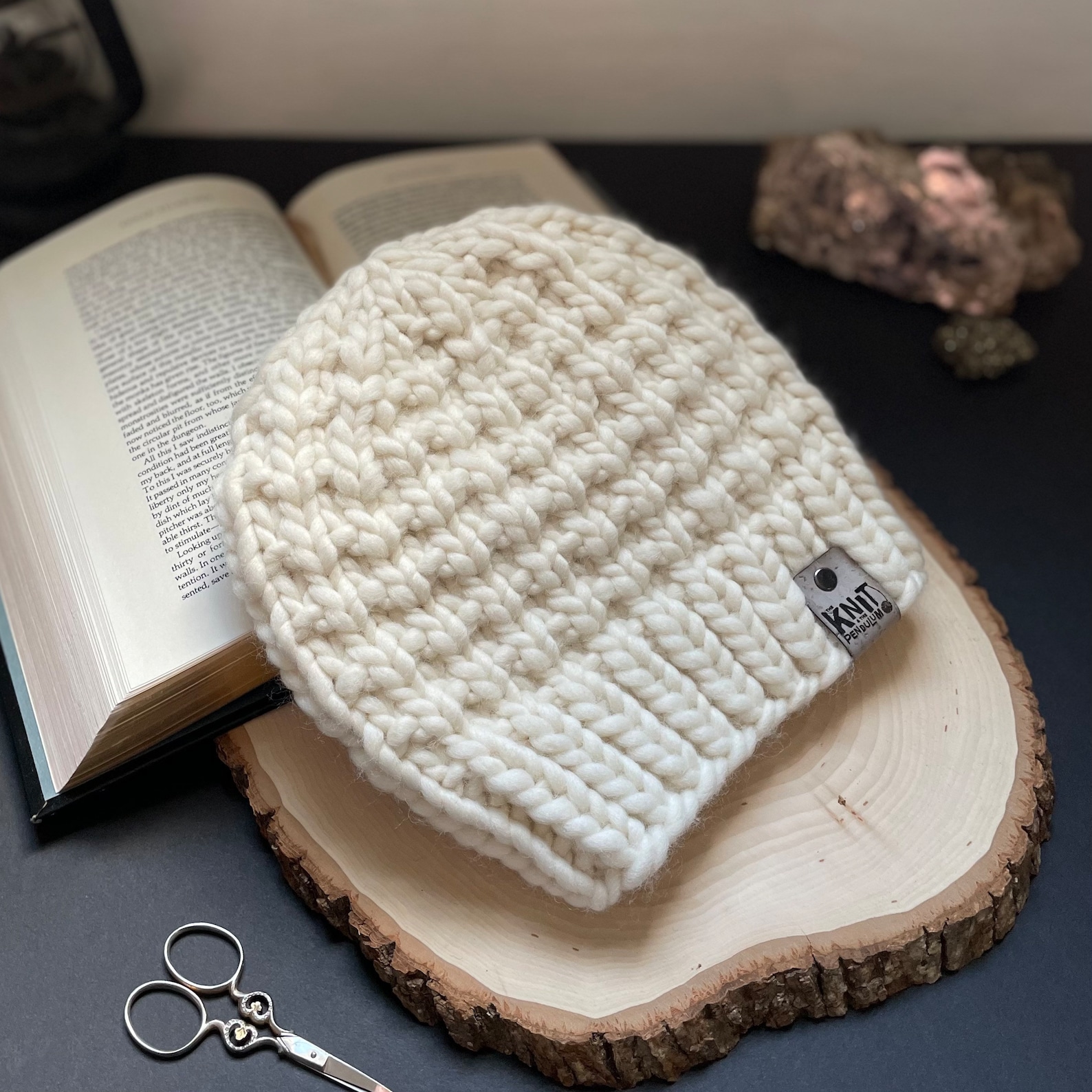 Off White Luxury Wool Textured Knit Hat, Merino Wool Hand Knit Hat ...