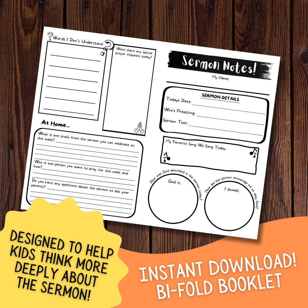 Kids Sermon Notes Printable - Etsy