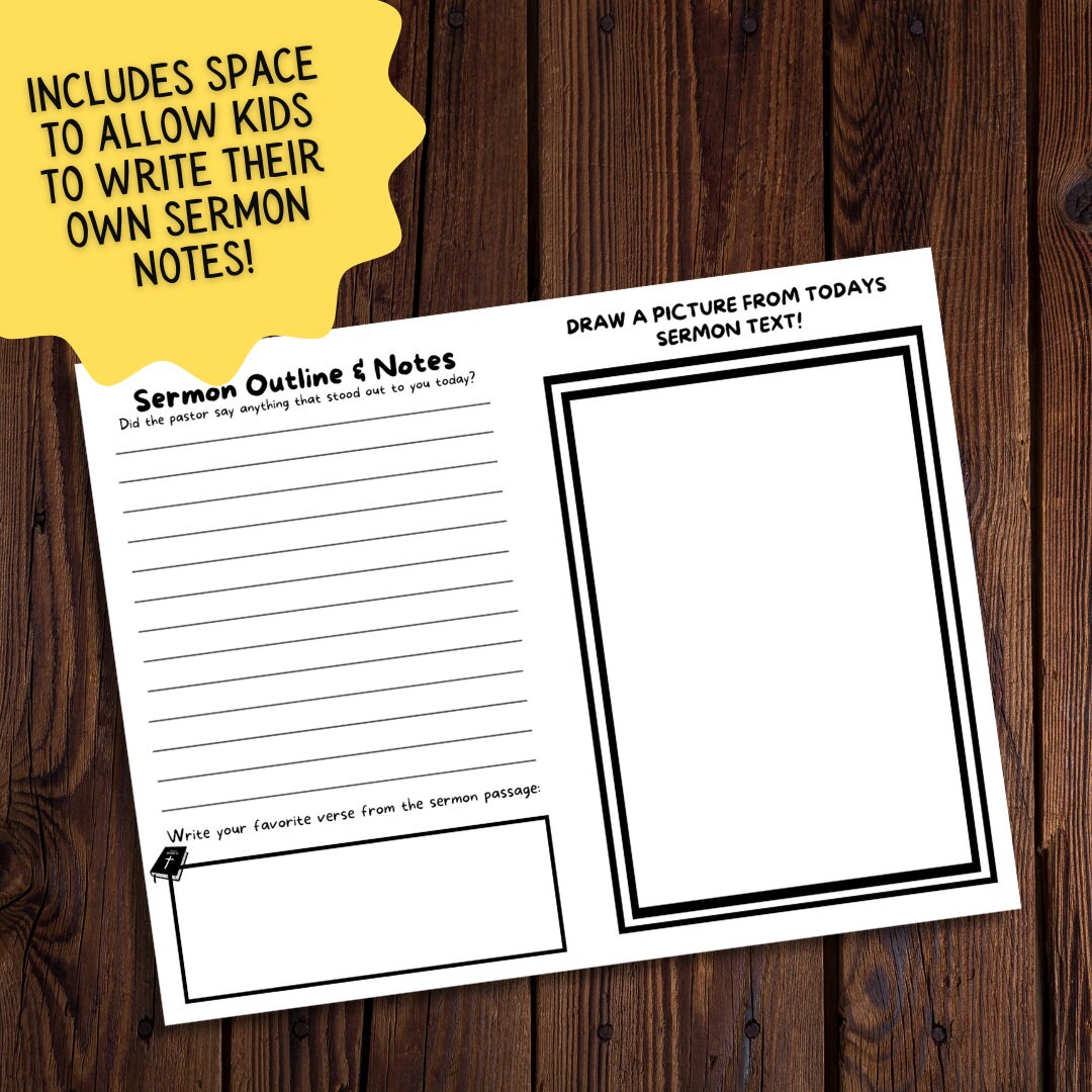 Kids Sermon Notes Printable - Etsy