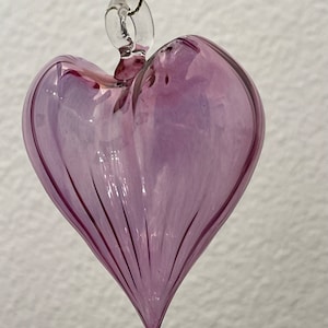 Mouth Blown Glass Heart Handmade and Hand Painted Heart Ornament Very ...