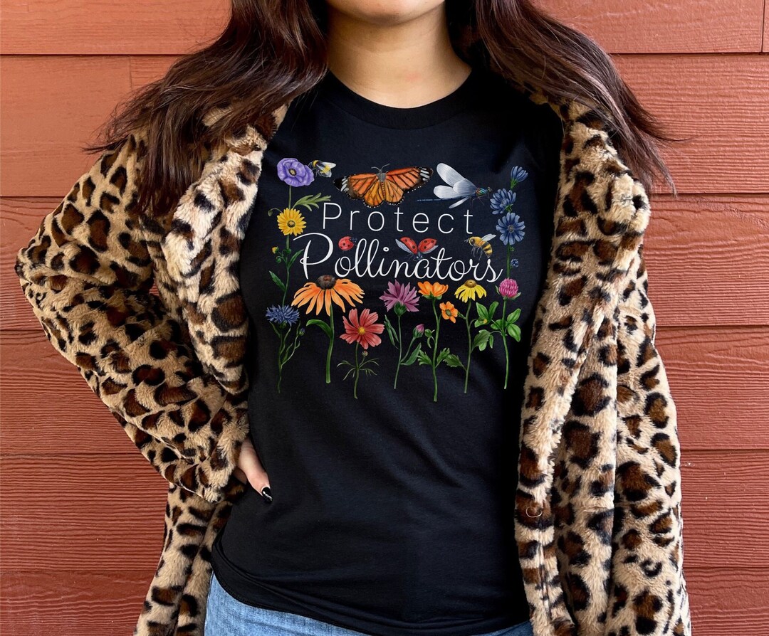 Pollinators T-shirt Gift, Wildflower Watercolor T Shirt, Botanical ...