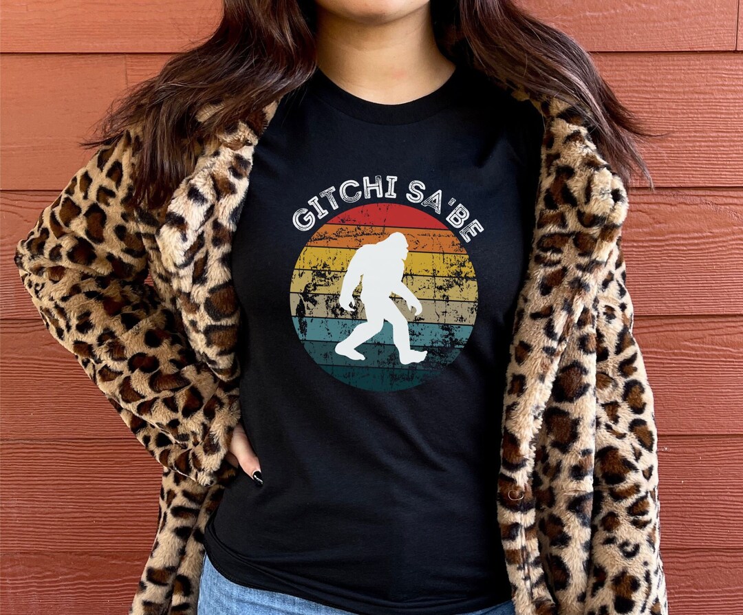 RETRO GITCHI SABE Unisex Tshirt, Big Foot Gender Neutral Tee, Sasquatch ...