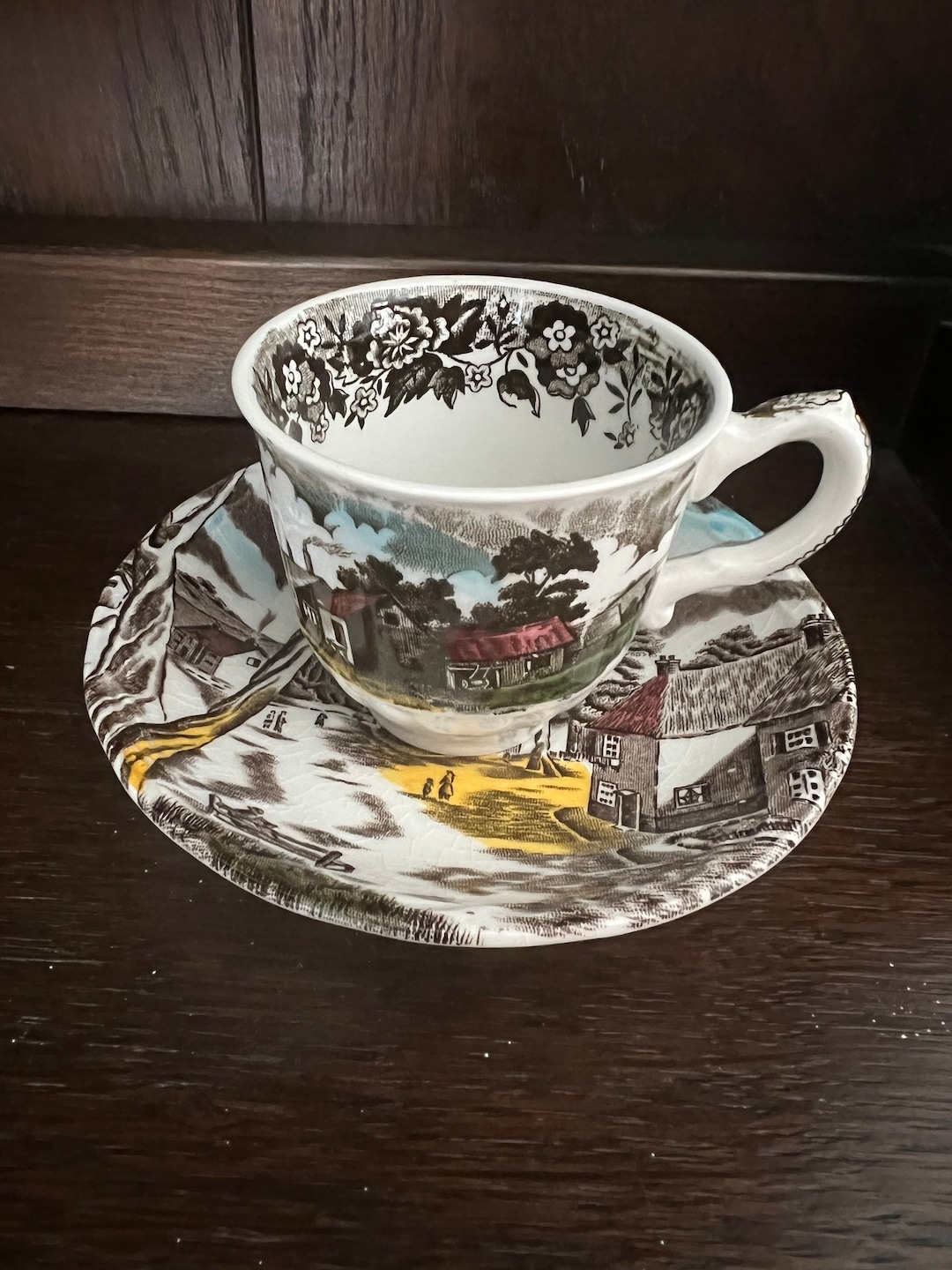 Vintage Grindley Tea Cup and Saucer, Staffordshire Village Landscape - Etsy