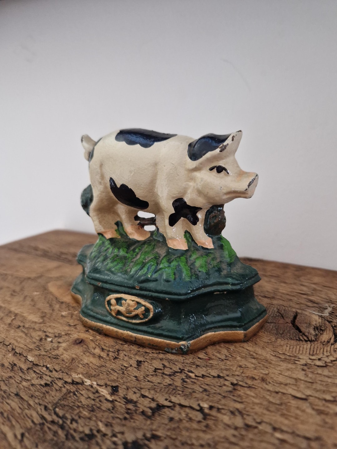 Vintage Cast Iron Pig Door Stop. Cast Iron Pig. Painted Cast Iron Pig ...