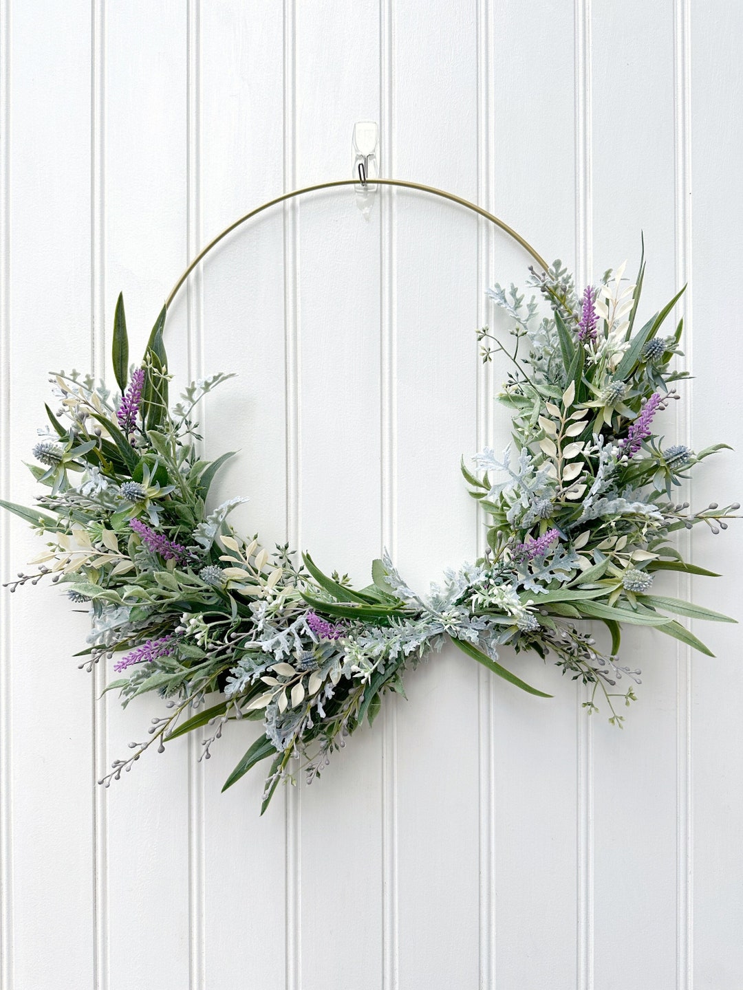 Summer Thistle and Eucalyptus Wreath, Modern Summer Wreath Summer ...