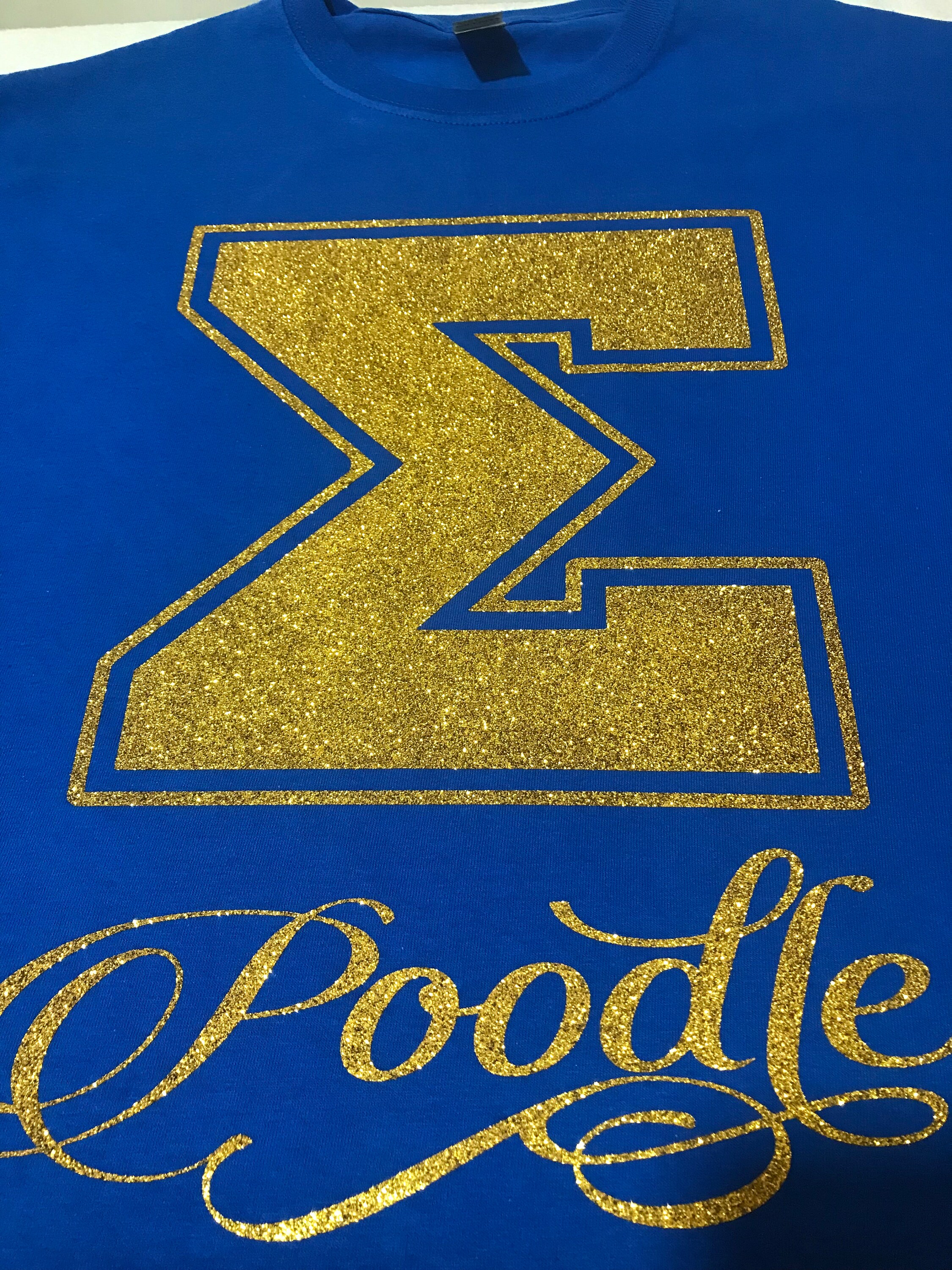 Glitter Royal Blue and Gold Sigma Poodle T-shirt. Inspired by Sigma ...