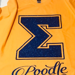 Glitter Royal Blue and Gold Sigma Poodle T-shirt. Inspired by Sigma ...