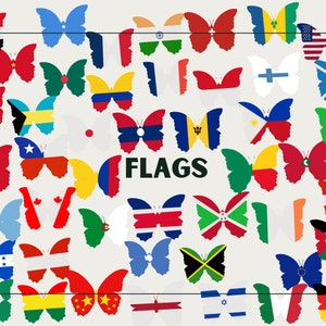 Flags of the World, Butterfly Flags, Country Flags as PNG Files for ...
