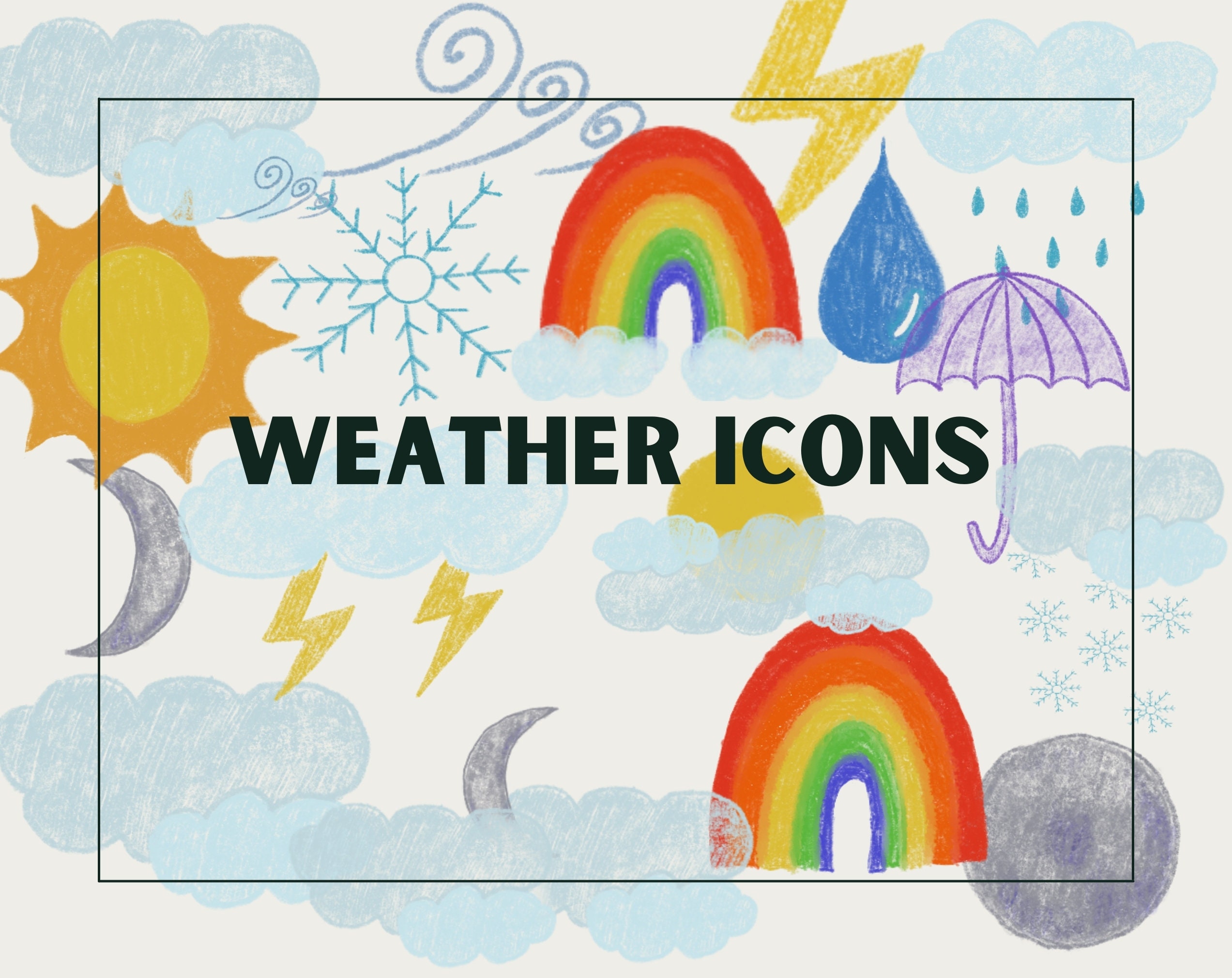 17 Weather Icons, Forecast Clipart, Weather Clipart, Rainbow ...