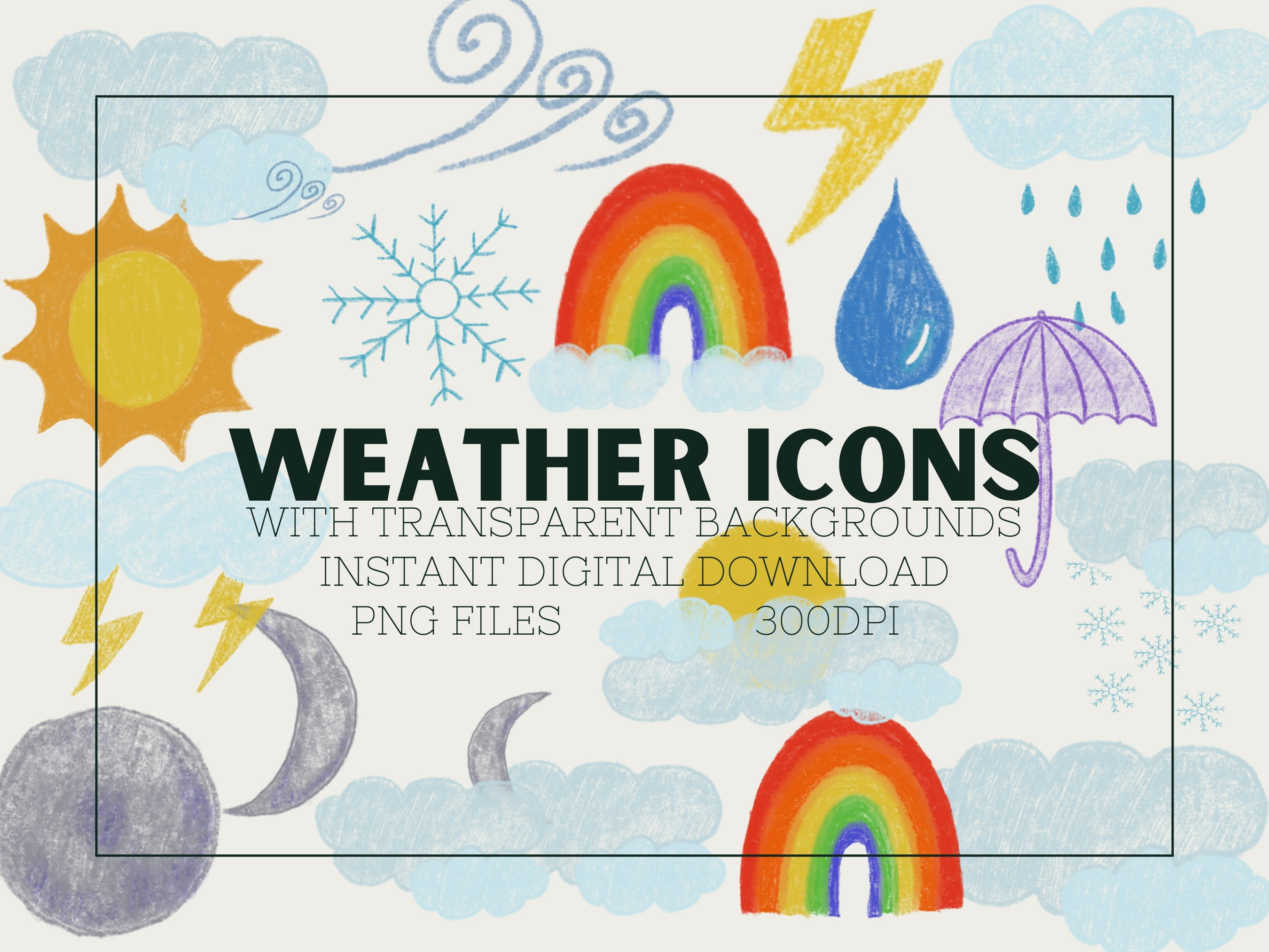 17 Weather Icons, Forecast Clipart, Weather Clipart, Rainbow ...