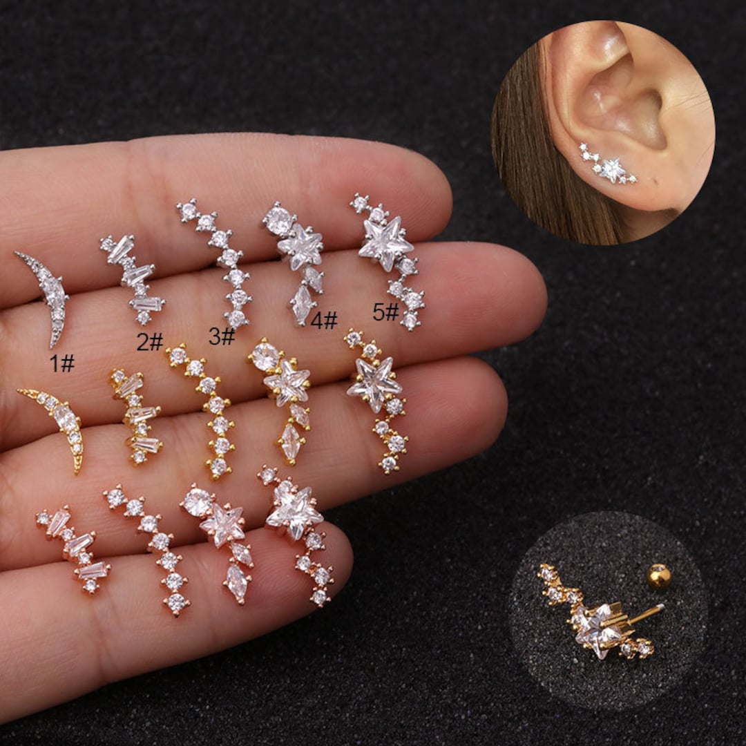 20G Cartilage Long Stud Earring Flat Back Earrings Surgical - Etsy