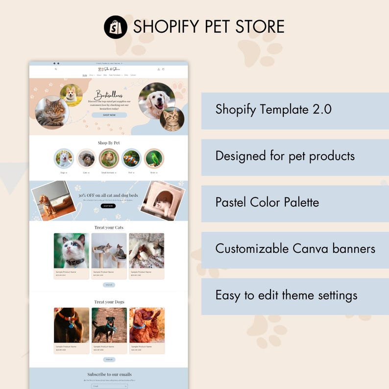Pet Store Shopify Template, Shopify Theme 2.0, Pet Shop Website Theme ...