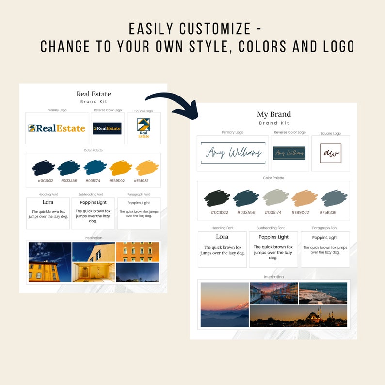 Real Estate Brand Kit Canva Brand Kit Template Brand Board - Etsy