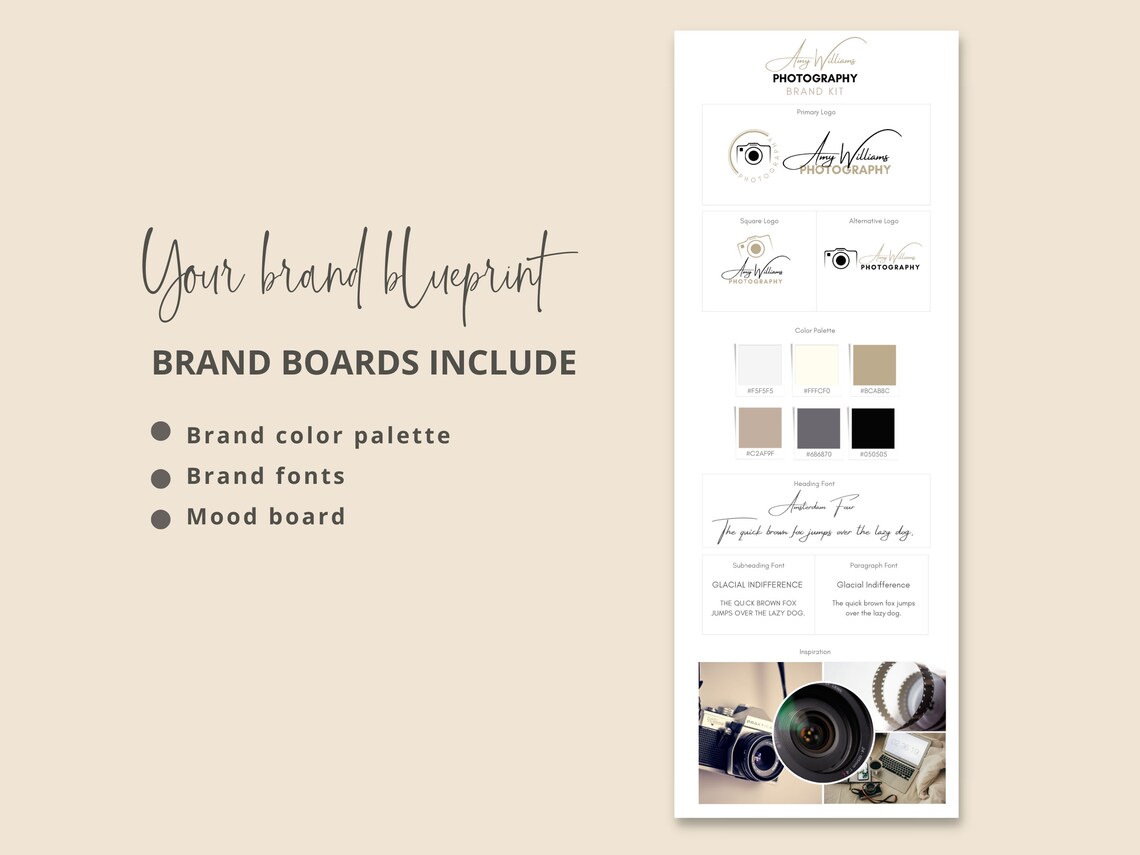 Photographer Branding Kit Canva Brand Kit Template Brand Board Template ...