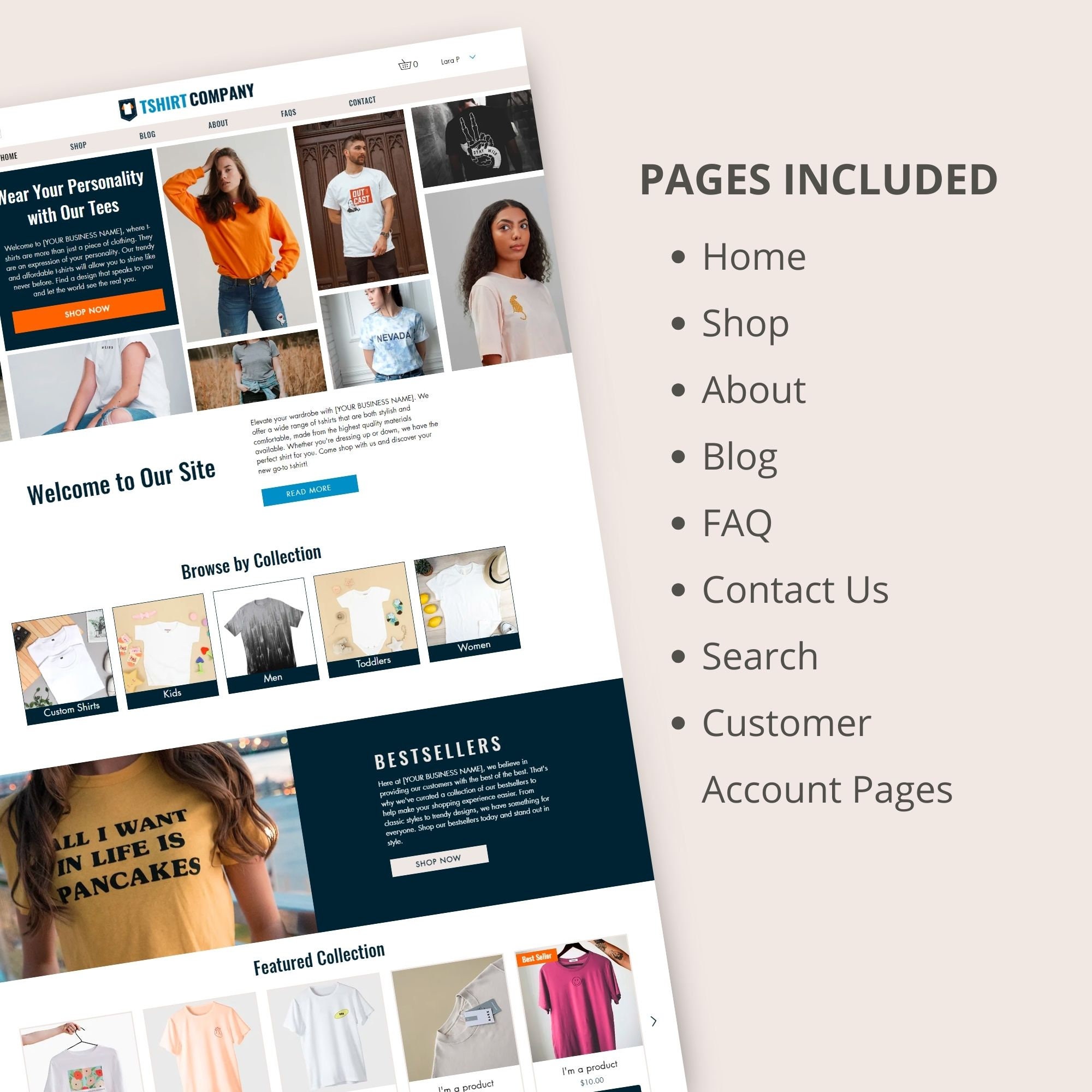 Wix Website Template for T-shirt Online Store With Bright Blue and ...