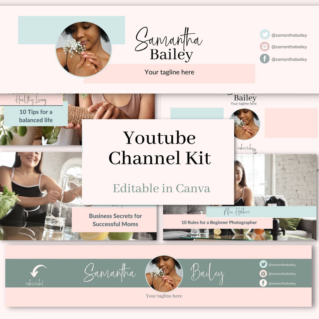 Youtube Channel Kit Youtube Branding Kit Editable Canva - Etsy