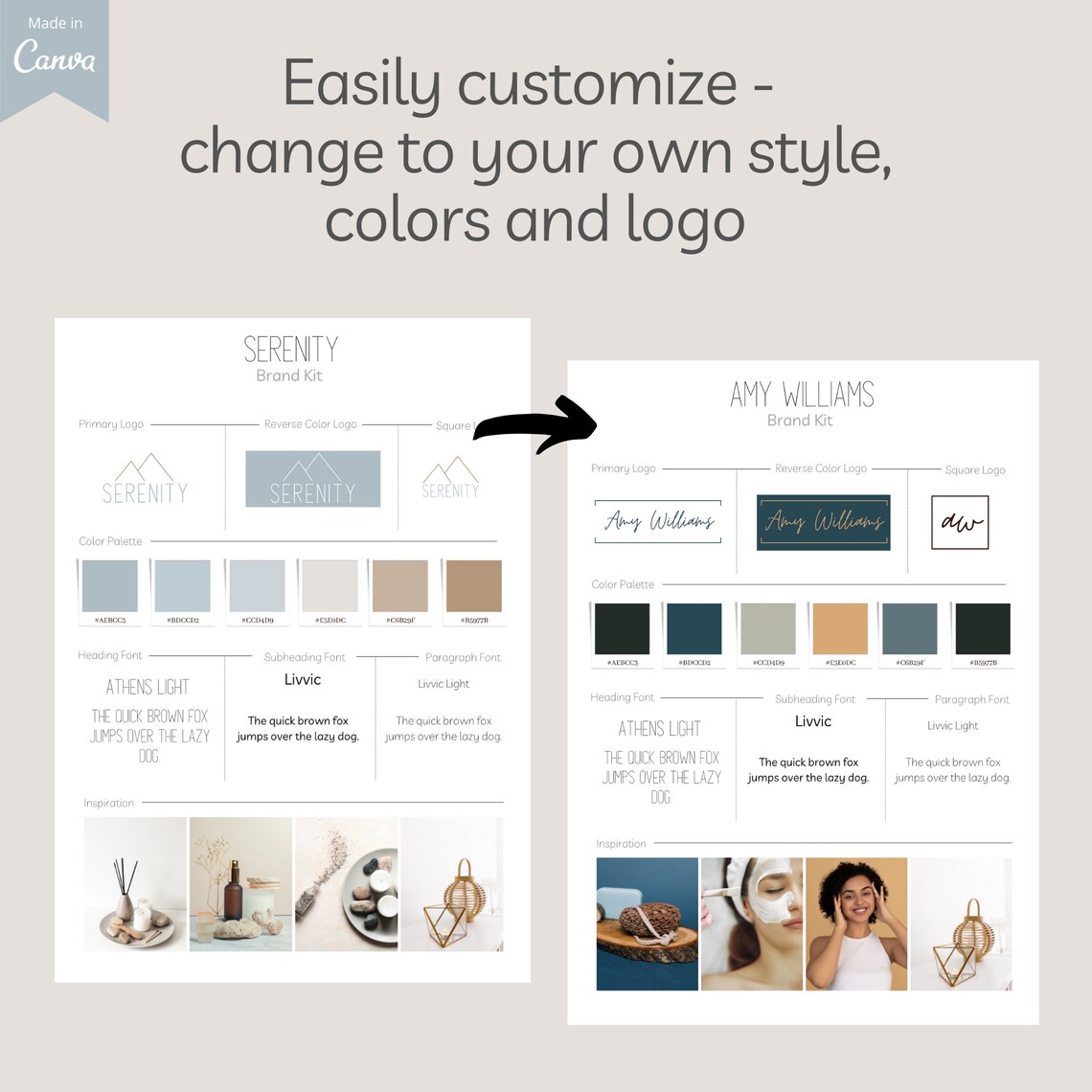 Minimalist Branding Kit Canva Brand Kit Template Brand | Etsy