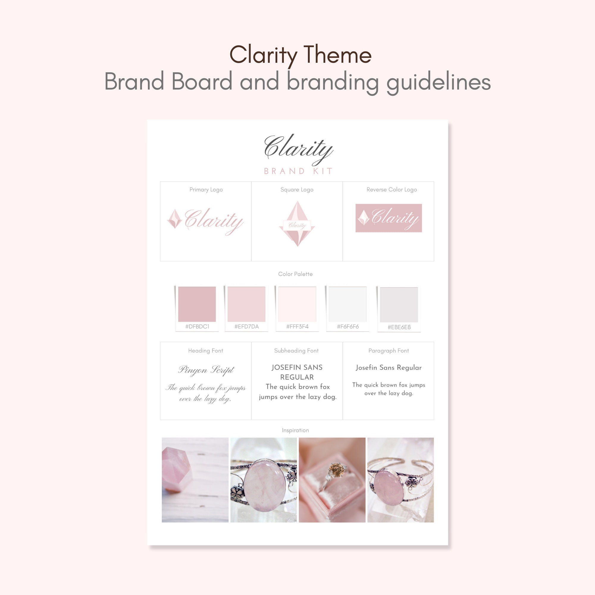 Canva Brand Kit Template Brand Board Template Light Pink - Etsy