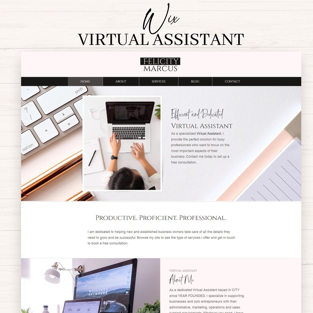 Wix Website Template Virtual Assistant Website Social Media - Etsy