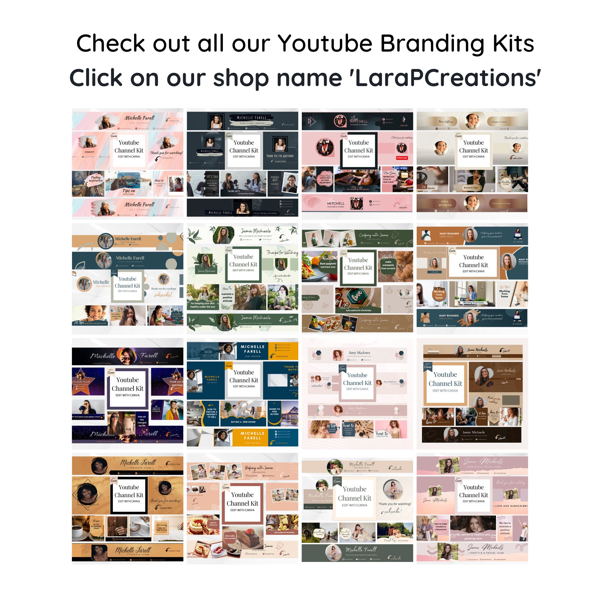 Youtube Channel Kit Youtube Branding Kit Editable Canva | Etsy